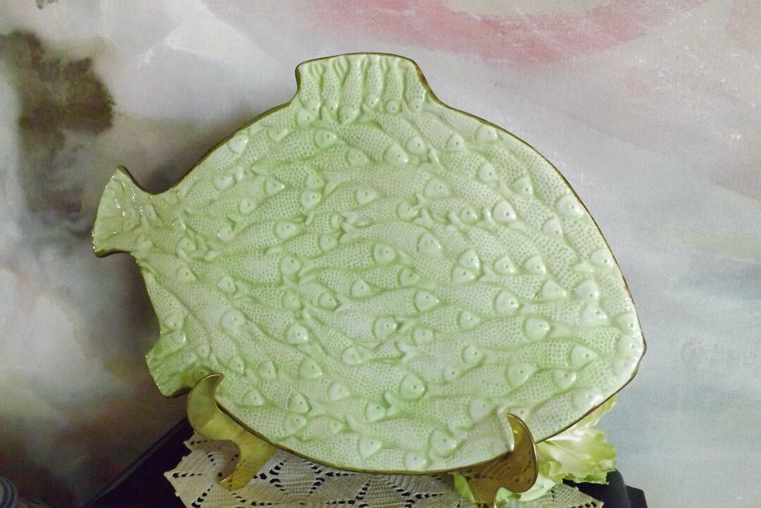 Fish Plate Platter Seafoam Green Decorative Beach House Decor by ...