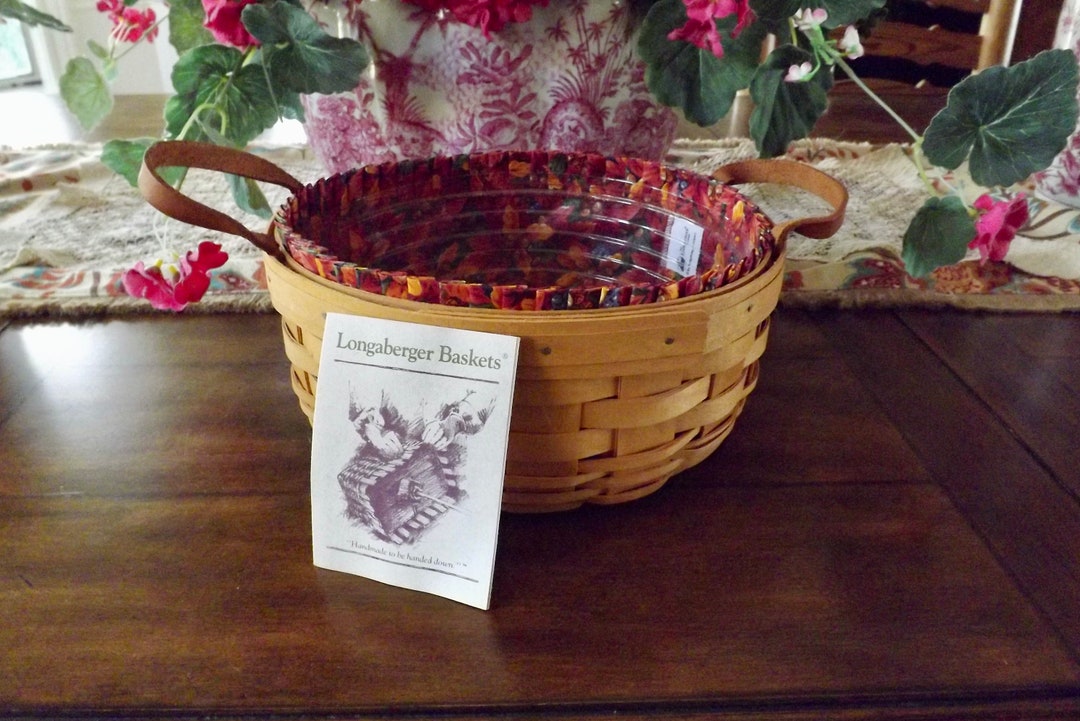 Longaberger Darning Basket 10" Round With Cloth Liner and Plastic ...