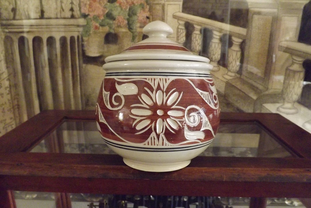 Vintage Flower Crock With Lid: Farmhouse Kitchen Decor - Etsy