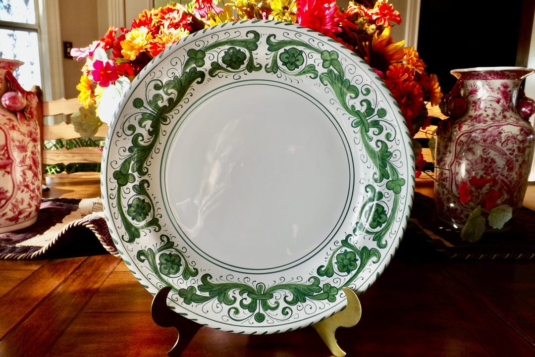 Sicilian AUGUSTA DERUTA Luncheon Plate 9" Elegant Verde Green ...