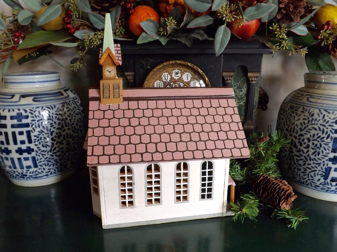 Antique Folk Art Handmade Wooden Church 1930s Vintage Christmas Decor ...