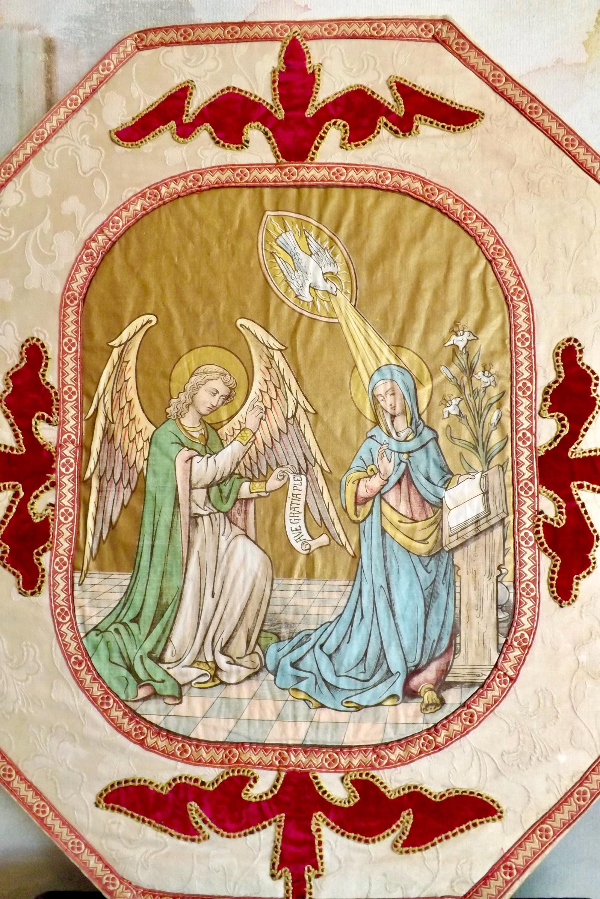 Antique Banner Parade Board the Annunciation Blessed Virgin Mary and ...