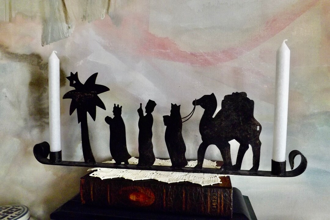 Wrought Iron Three Wise Men Candle Holder_handwrought Black Metal Wise ...