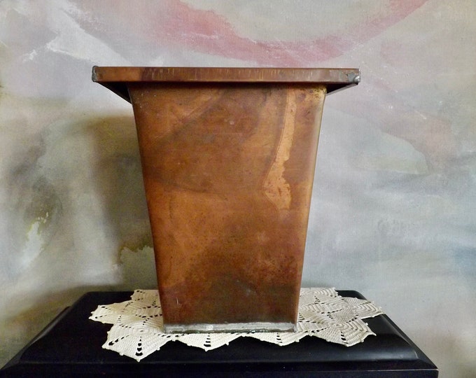 Tall Square Tapered Handmade Copper Cachepot Planter Container Pot 9 ...