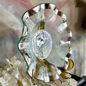 Annie Glass Ruffle 10 Platinum Bowl_signed Art Glass Bowl Clear With ...