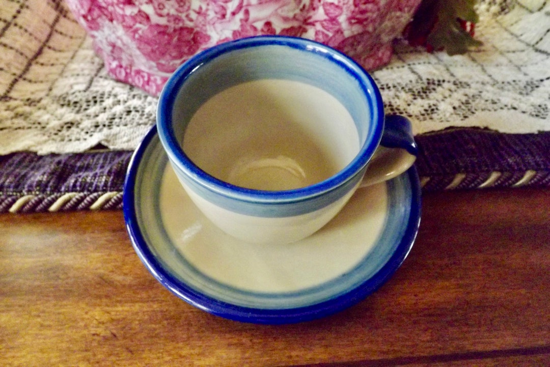 M A Hadley Rare Blue Band Plain No Design Cup and Saucer Set Signed - Etsy