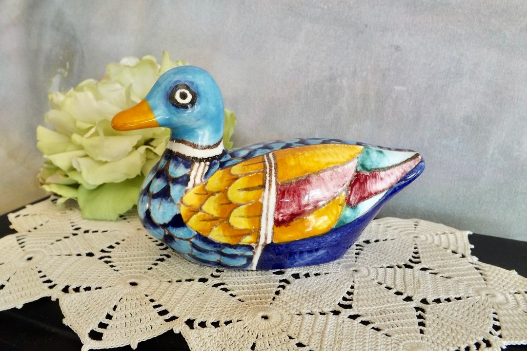 Colorful Italian Art Pottery Duck Sculpture by Cottura - Etsy
