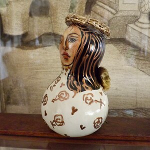 Folk Art Gourd Angel Handmade Painted Gold With Flowers and Wings - Etsy