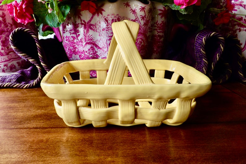 Yellow Ceramic Braided Bread Basket With Handle 9_french - Etsy