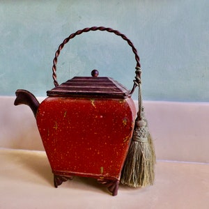 Vintage Large Decorative Metal Tea Kettle With Twisted Handle and ...