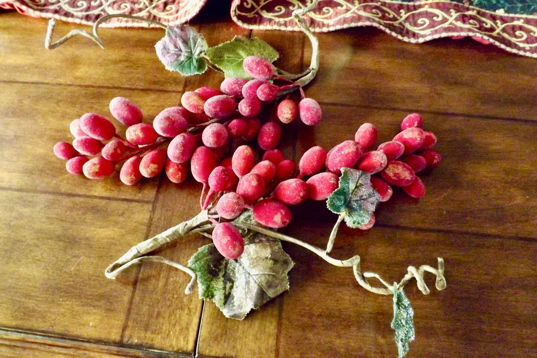 Large Bunches Beaded Red Gold Grapes With Glitter Leaves 12" - Etsy