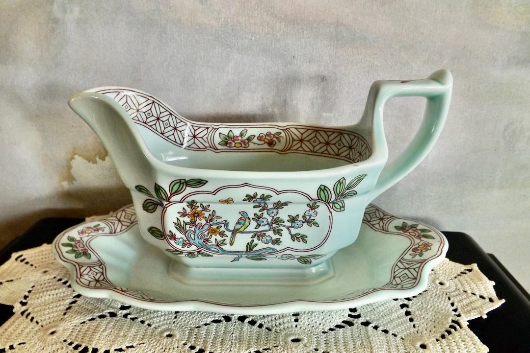 Adams English Ironstone by Wedgewood Singapore Bird Design Gravy Boat ...