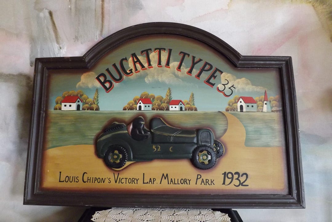 Bugatti Sign Wood Wall Plaque Picture Hand Painted Vintage Car Decor - Etsy
