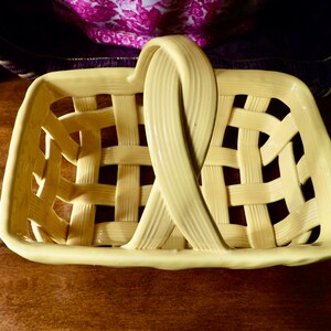 Yellow Ceramic Braided Bread Basket With Handle 9"_french Cottage ...