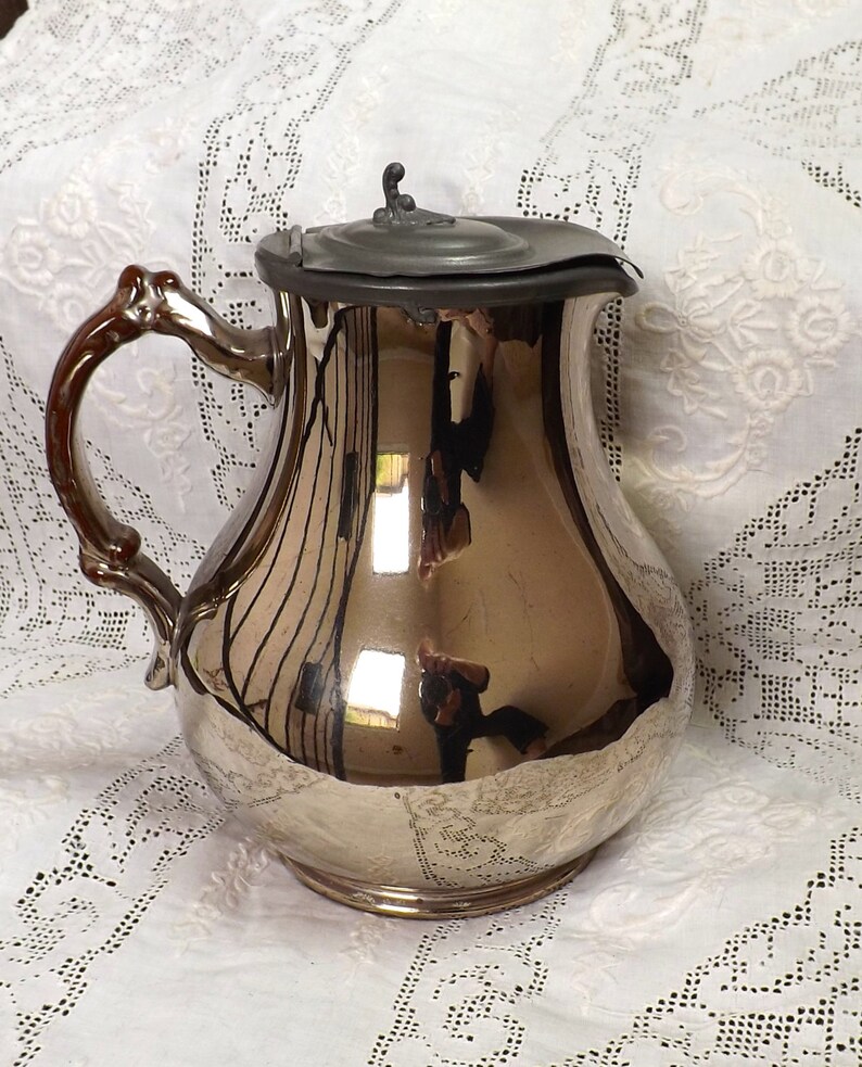 Vintage Silver Luster Syrup Pitcher With Pewter Lid Made in - Etsy