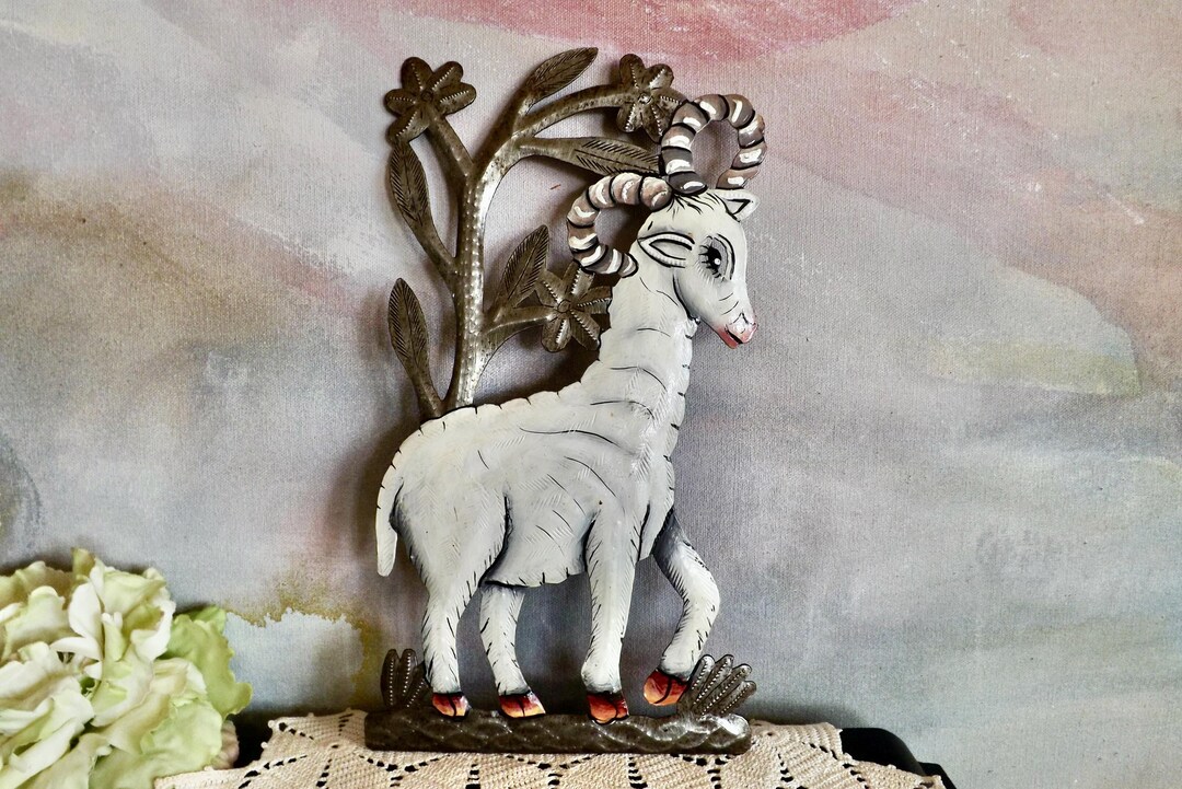 Handmade Metal Goat Wall Decor: Mexican Folk Art Flowers - Etsy