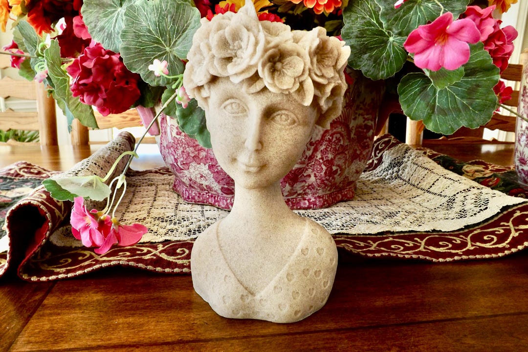 Delicate Bonita Bohemian Girls Face Head With Crown of Sculpted Flowers ...