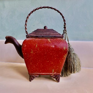 Vintage Large Decorative Metal Tea Kettle With Twisted Handle and ...