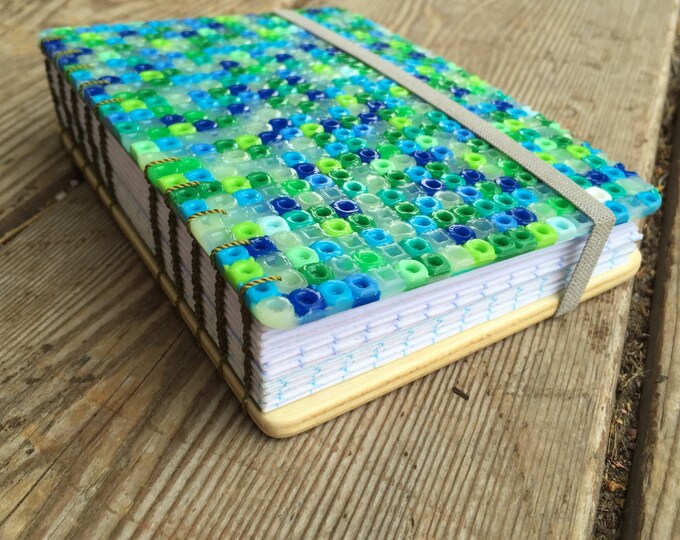 MAPPY WATERS Coptic Bound Perler Book// Handmade Journal// Reclaimed ...