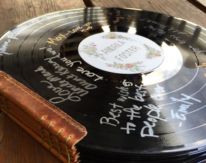Large Sized, Vinyl Record + Leather, Custom, Alternative Wedding Guest ...