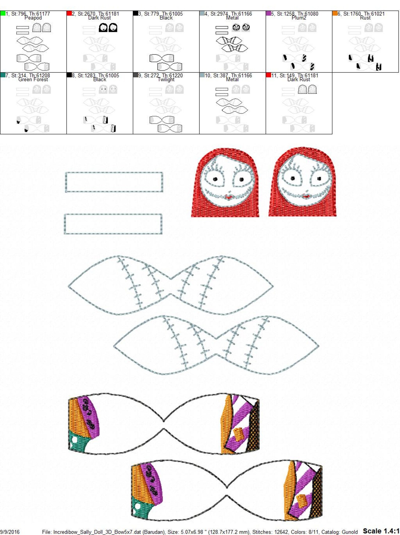 DIGITAL FILE Rag Doll Nightmare Inspired 3D Felt Bow Felt Clippie in ...