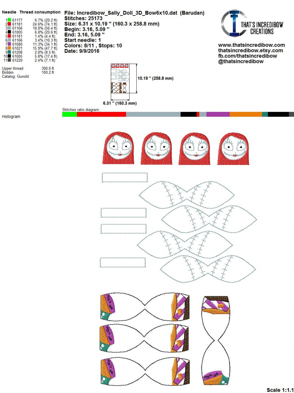 DIGITAL FILE Rag Doll Nightmare Inspired 3D Felt Bow Felt Clippie in ...