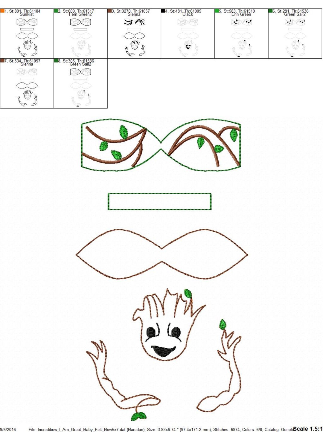 DIGITAL FILE I Am Gr...eat Dancing Baby Tree Hero 3D Felt Bow 4x4 5x7 ...