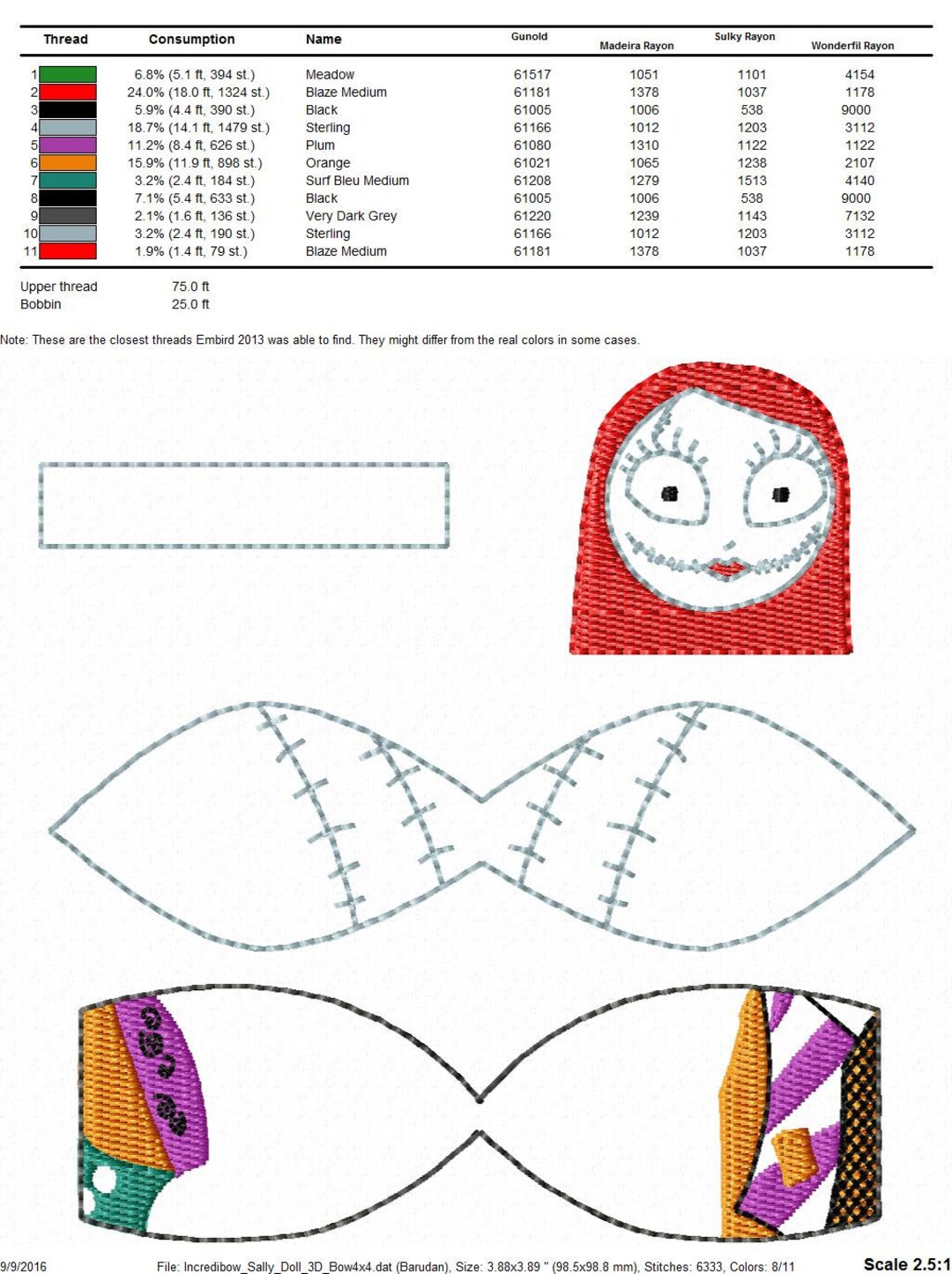 DIGITAL FILE Rag Doll Nightmare Inspired 3D Felt Bow Felt Clippie in ...