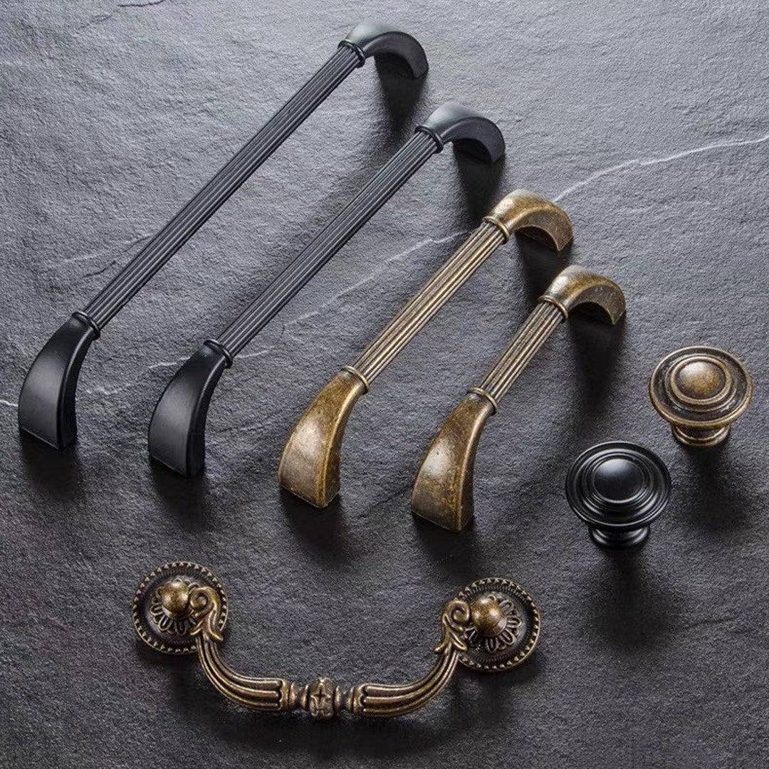 3.75" 5" 6.25" 7.5" Victorian Cabinet Handles Antique Bronze Black Drawer Knobs Bail Swing Pulls ...