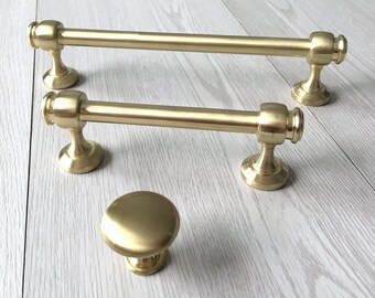 3 Brushed Gold Drawer Pulls Handle Cup Pull Kitchen - Etsy