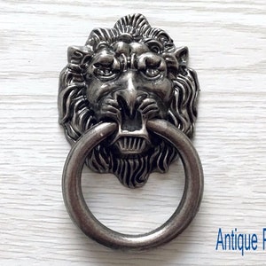 Lion Drawer Pull Knobs Handles Dresser Drop Pulls Rings Antique Bronze Gold Black Silver Lion ...