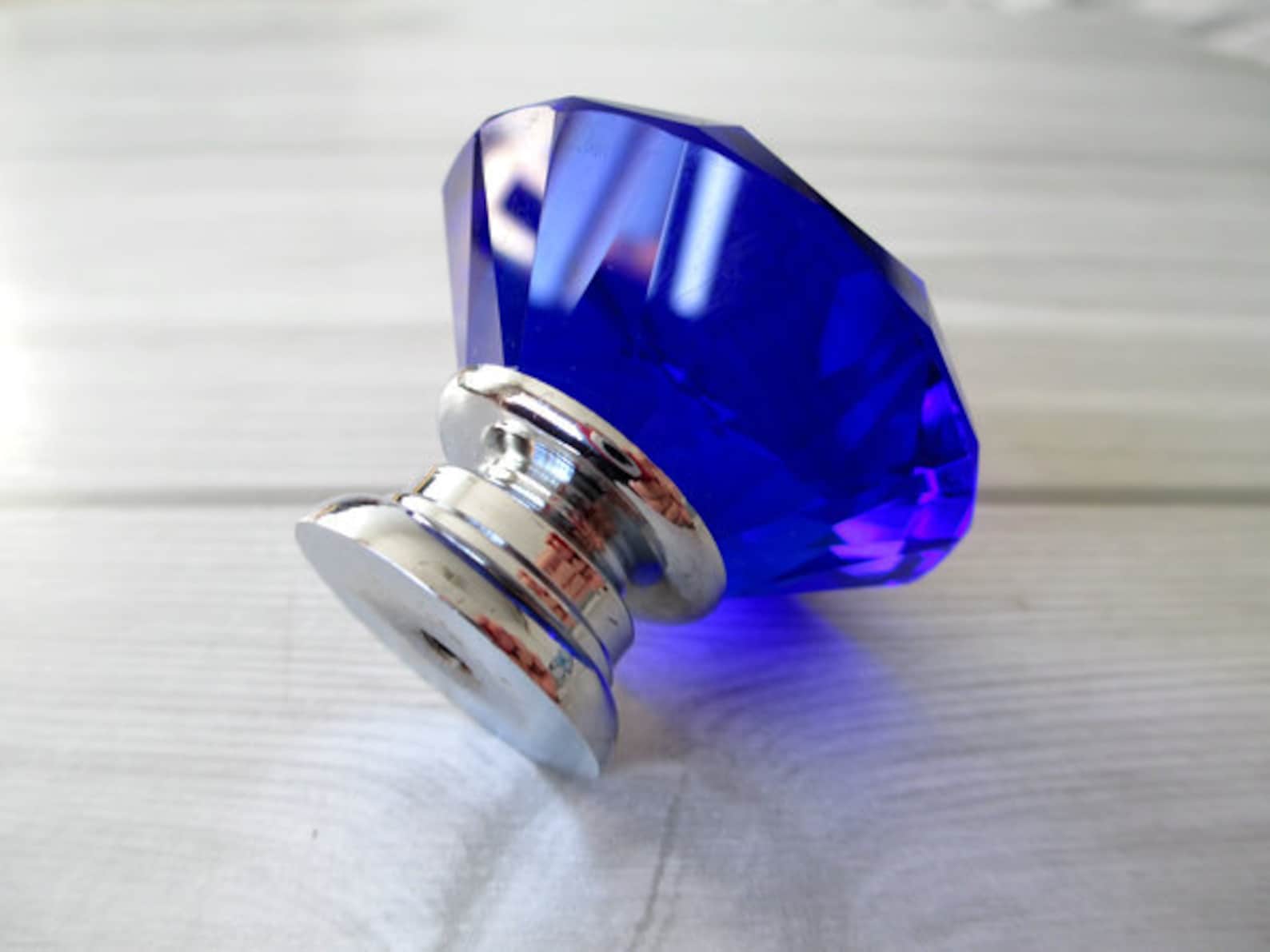Blue Crystal Knob Glass Knobs Dresser Drawer Knobs Pull - Etsy