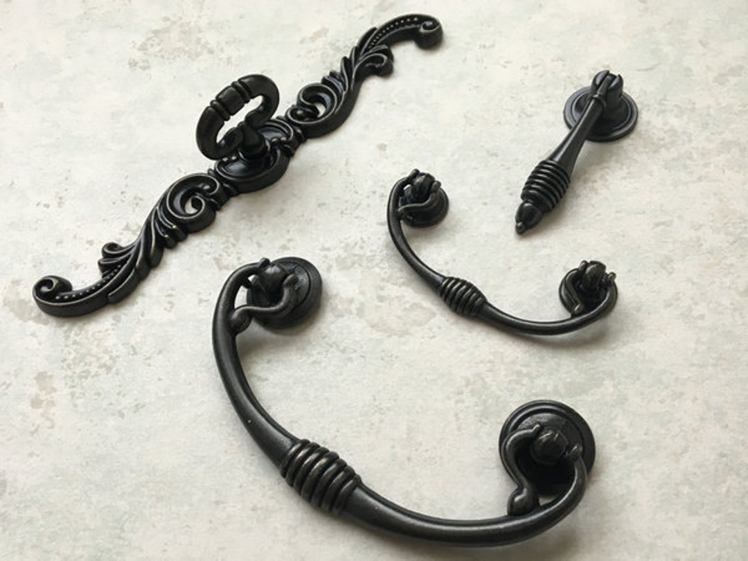 2.5" 3.75" Antique Black Bronze Cabinet Door Handle Drop Bail Drawer ...