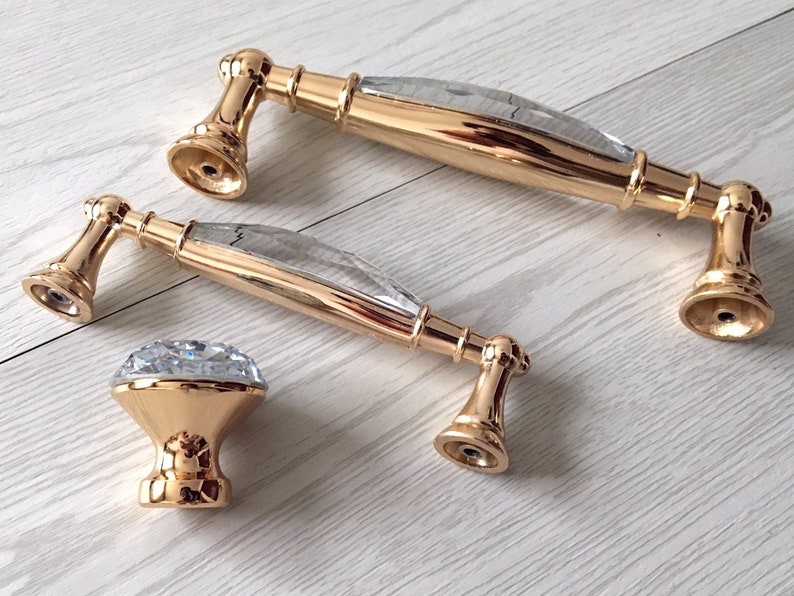 96 128 mm Gold Kristall Schubladen Griff Glas Möbel Knauf - Etsy.de