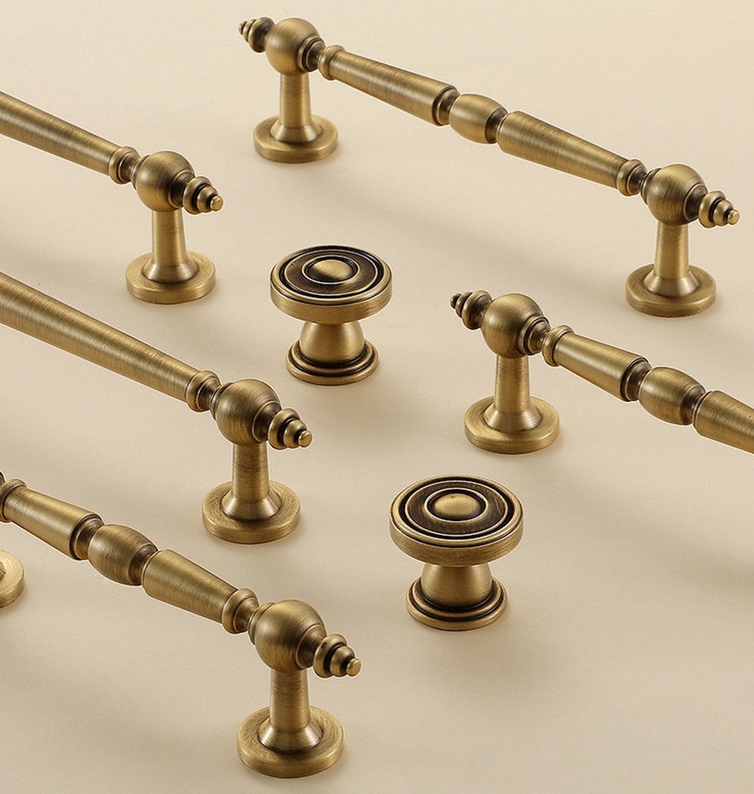 Classic Antique Brass Kitchen Cabinet Pulls Elegant Drawer Handles ...