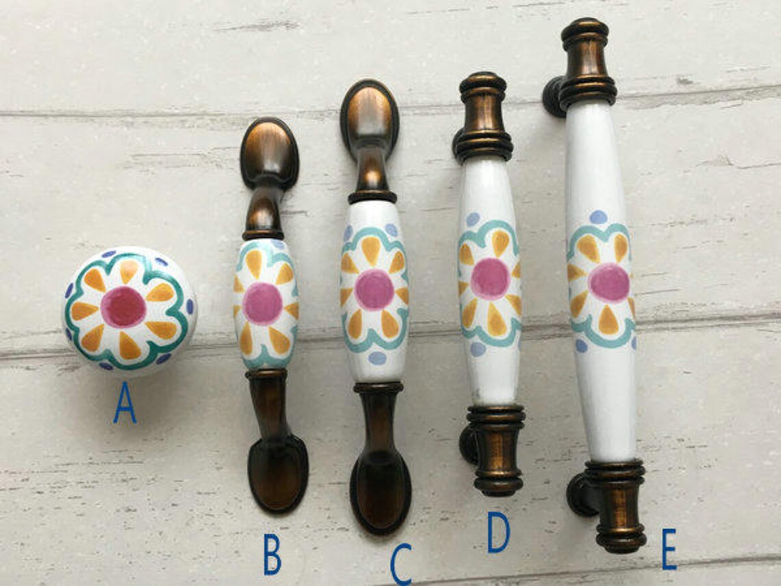3 3.75 5 Ceramic Drawer Pull Handles Floral - Etsy