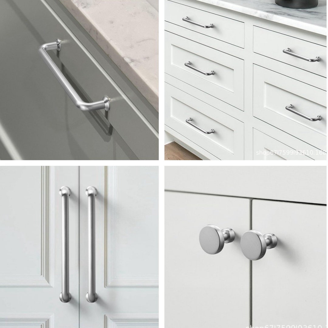 3.75 5 7.5 Modern Wire Drawer Pull Handles Brushed Nickel Steel Vanity ...