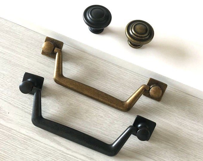 5" Vintage Style Bail Drawer Pulls Handle Antique Black Bronze Drop ...
