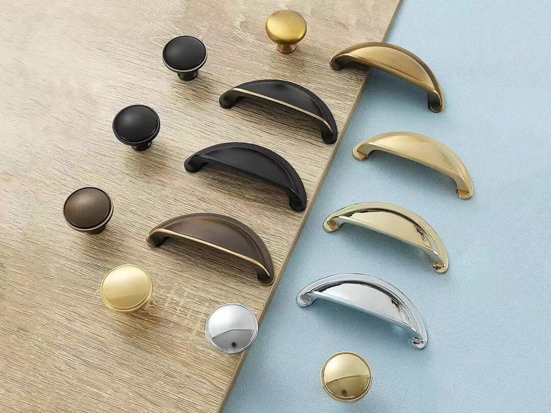 3" Brass Drawer Cup Nickel Pulls Cupboard Handles Black Chrome Cabinet ...