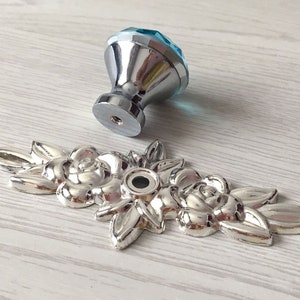 Blue Knob Crystal Drawer Knobs Glass Knob Dresser Knobs Rhinestone Pulls Handles Kitchen Cabinet ...