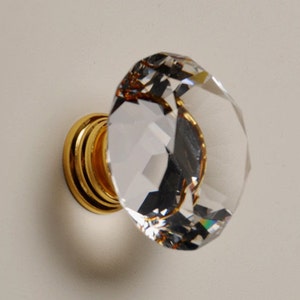 Glass Knobs / Crystal Knobs / Dresser Knob / Drawer Pulls Handles Clear Gold / Kitchen Cabinet ...