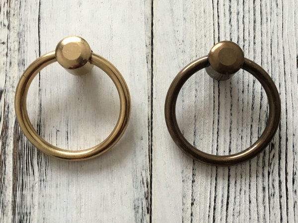 Dia 2.3 Large Drop Ring Drawer Pulls Antique Bronze Brass | Etsy