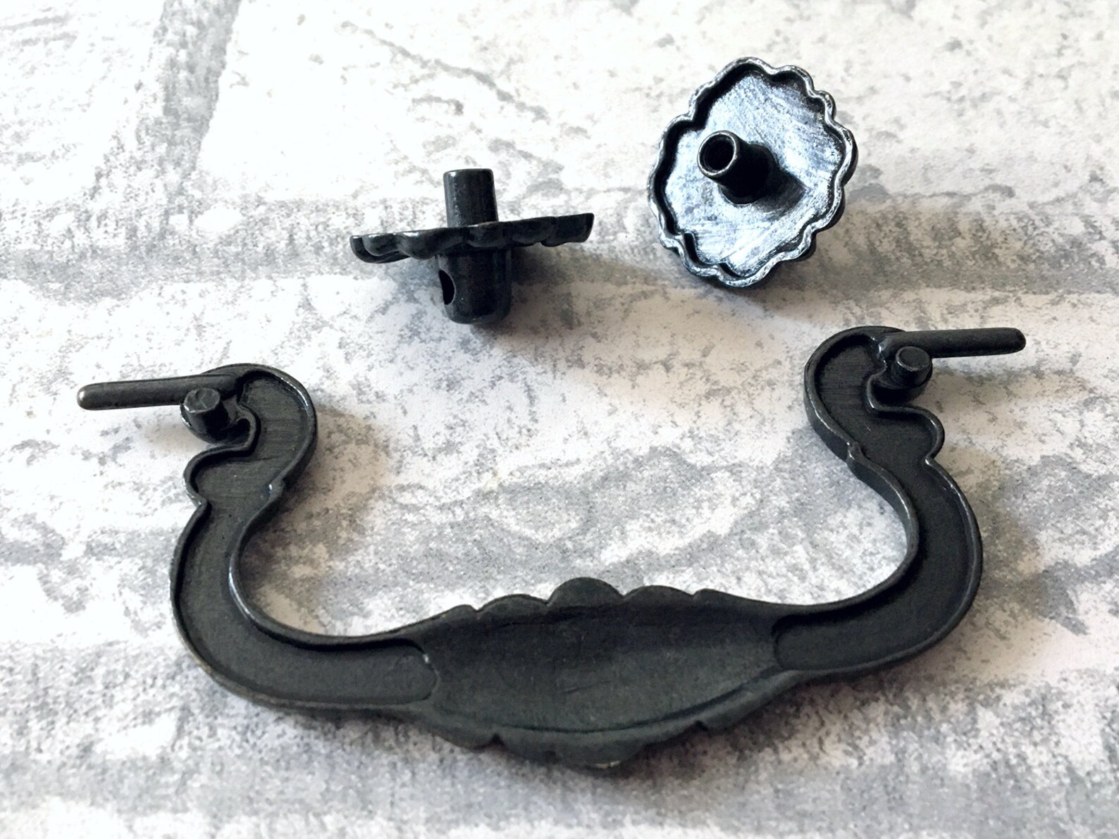 4 Antique Black Rustic Drop Bail Handle Dresser Knobs - Etsy