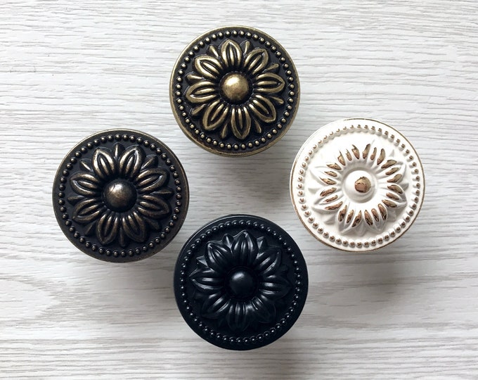 Flower Knobs Floral Dresser Drawer Knobs Cabinet Pulls Shabby - Etsy