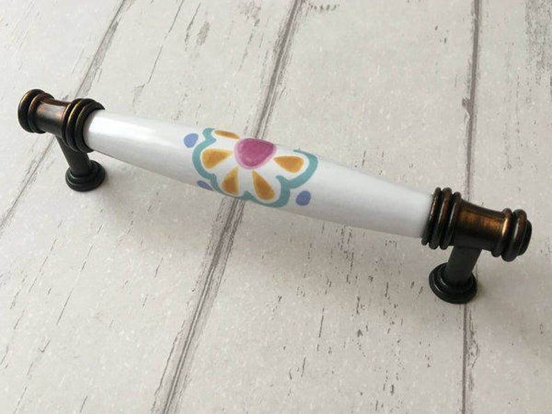 3 3.75 5 Ceramic Drawer Pull Handles Floral | Etsy