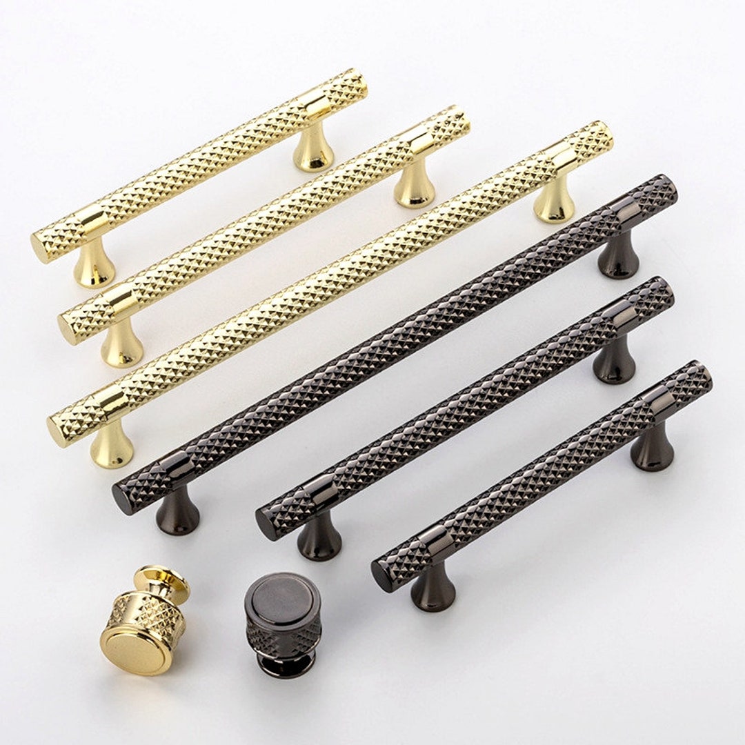 Luxury Polished Gold Cabinet Handles Quilted Drawer Pulls Vanity Knobs ...