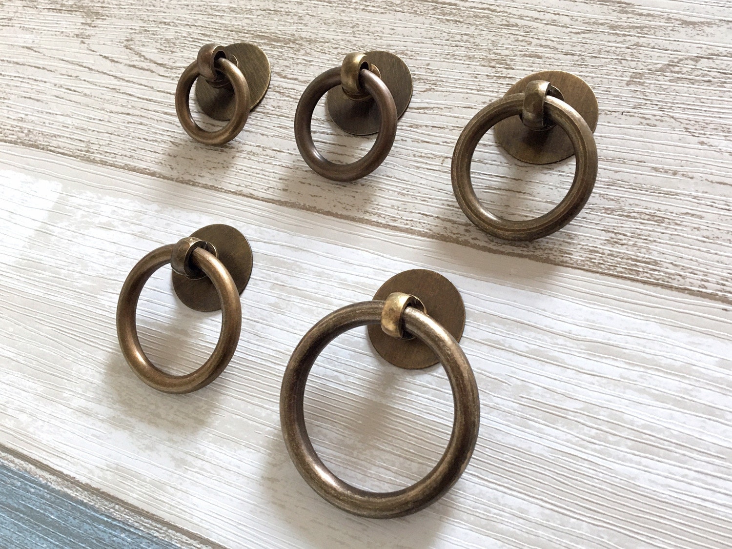 Vintage Look Antique Bronze Brass Ring Knob Brass Drawer Pull | Etsy