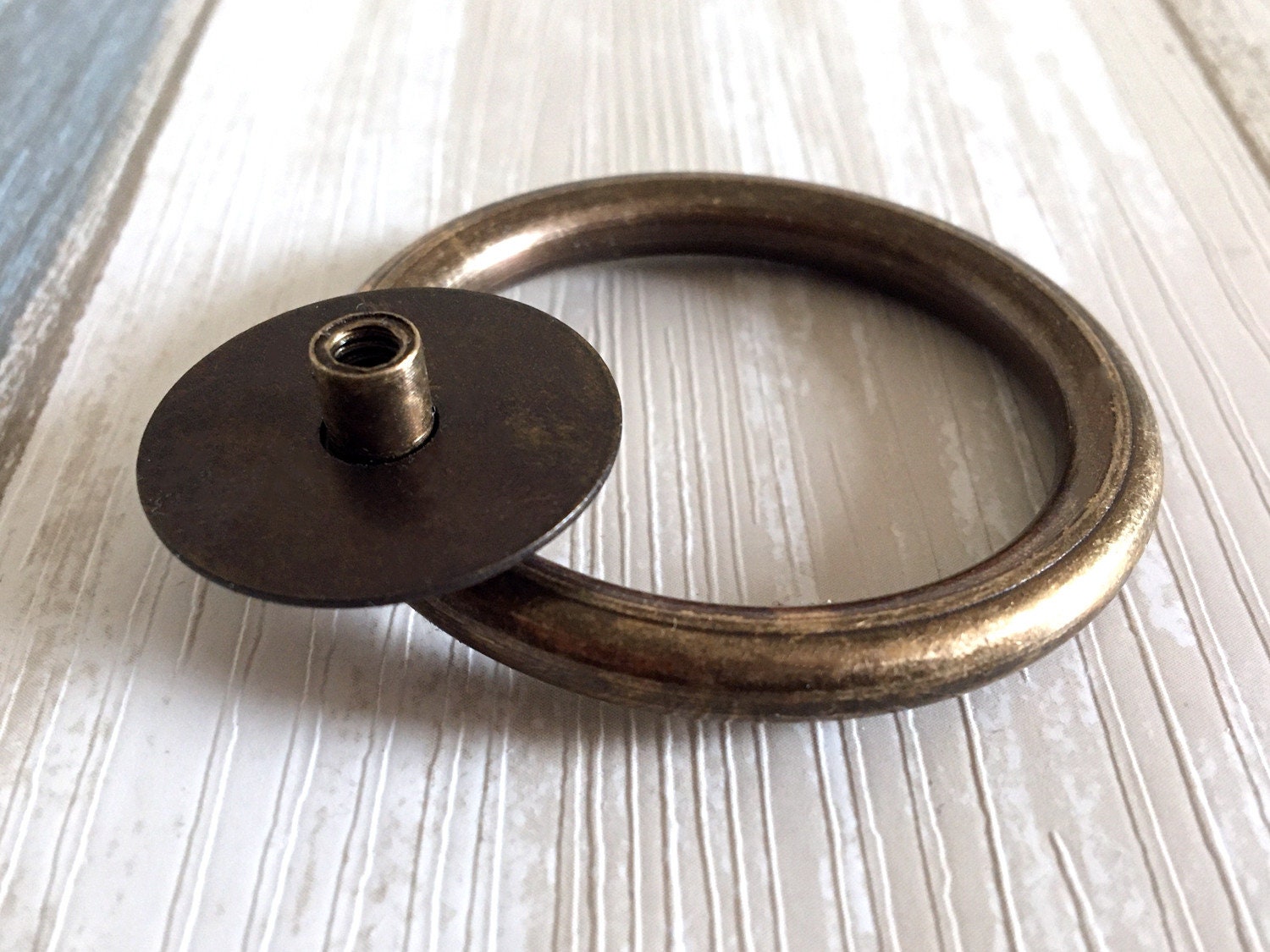 Vintage Look Antique Bronze Brass Ring Knob Brass Drawer Pull | Etsy