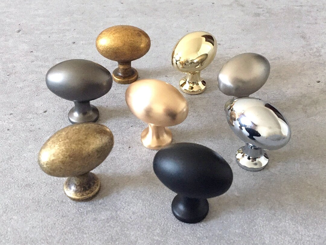 Oval Egg Cabinet Knobs Drawer Knobs Bronze Antique Gold Dresser Pulls Polished Chrome Gray ...