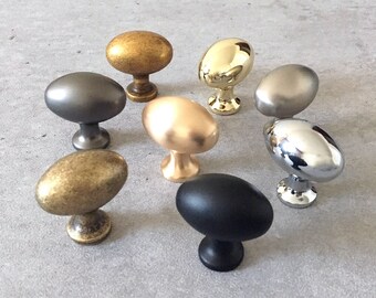 Modern Solid Brass Oval Cabinet Knobs Drawer Dresser Pulls Gold Chrome Silver Antique Coffee ...